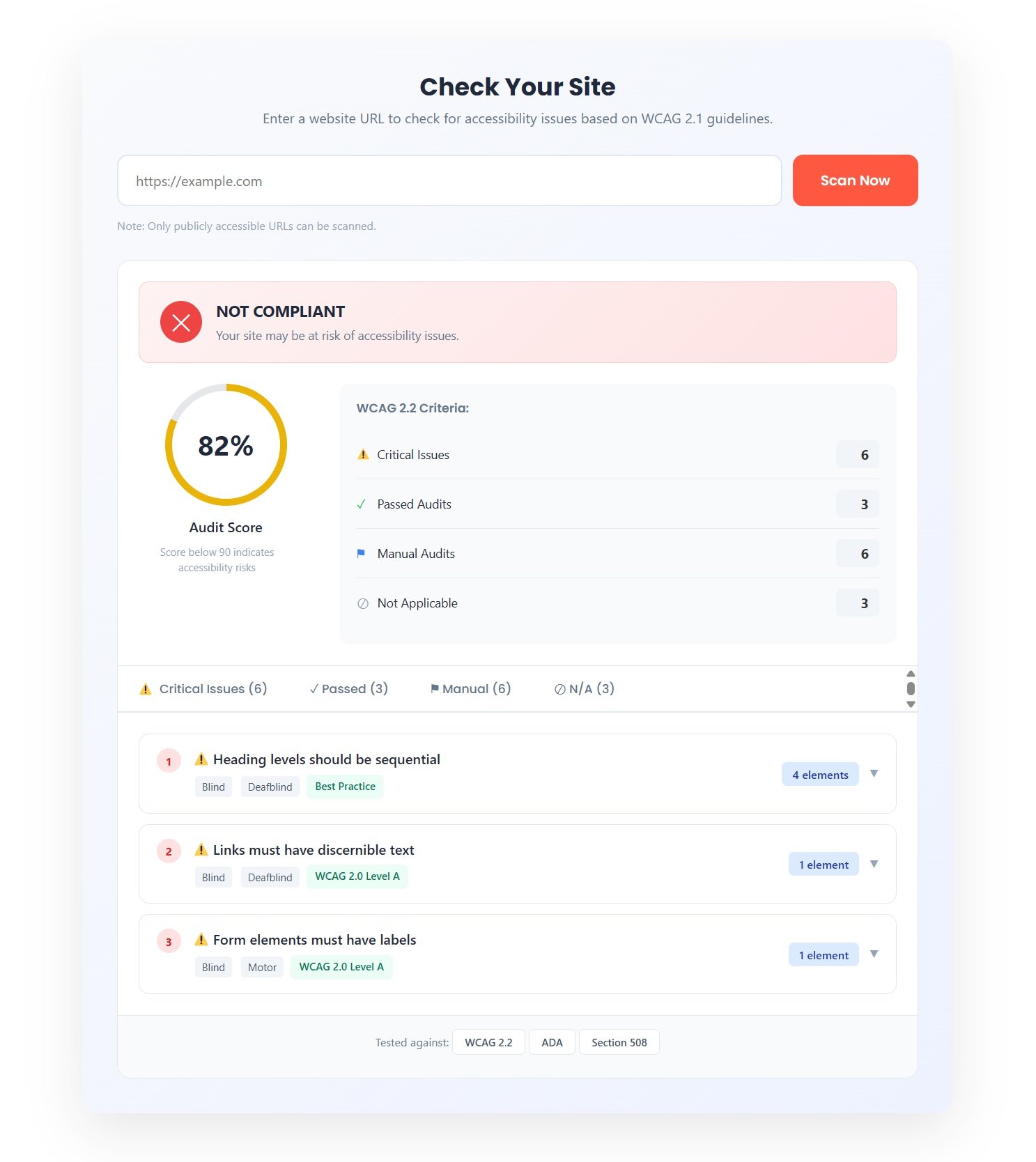Free Web Accessibility Checker | WCAG & ADA Compliance Tool